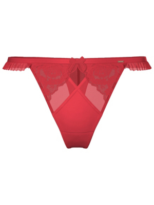 Entice Red Rose Embroidered Ruffle Thong | Lingerie | George at ASDA