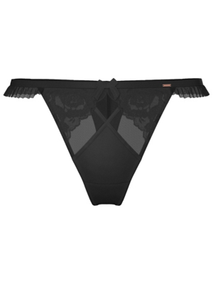 Entice Black Rose Embroidered Thong | Lingerie | George at ASDA