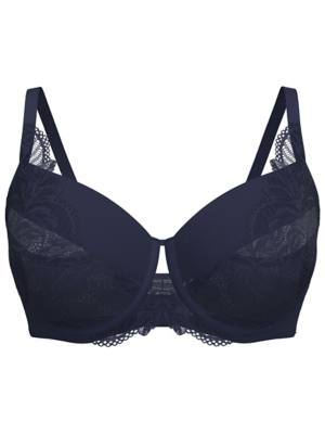 Entice Navy Floral Lace Non-Padded Bra | Lingerie | George at ASDA