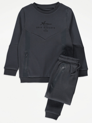 Charcoal Pocket Sweatshirt and Joggers Outfit | Kids | George at ASDA