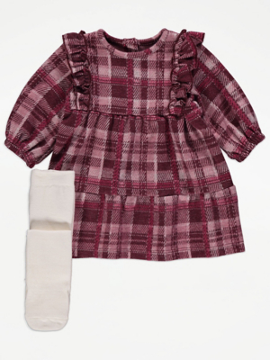 Purple Tartan Frill Dress and Tights Outfits | Baby | George at ASDA