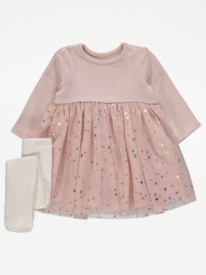 Pink Star Tutu Dress and Tights Outfit | Baby | George at ASDA