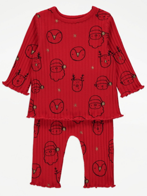 Red Christmas Ribbed Top and Leggings Outfit | Baby | George at ASDA