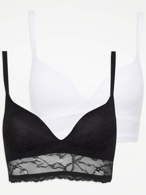 Comfort Non-Wired Lace Bra 2 Pack | Lingerie | George at ASDA