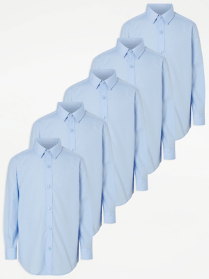 Boys Light Blue Long Sleeve School Shirts 5 Pack | School | George at ASDA