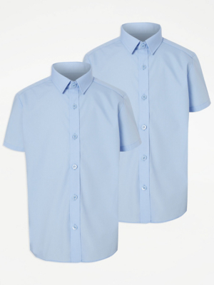 Boys Light Blue Plus Fit Short Sleeve School Shirt 2 Pack | School ...