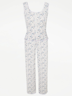 Ditsy Floral Ribbed Sleeveless Pyjamas | Lingerie | George at ASDA