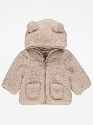 Beige Borg Fleece Zip Through Jacket | Baby | George at ASDA