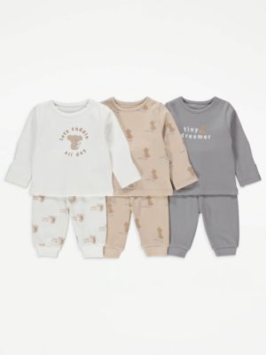 Koala Bear Long Sleeve Pyjamas 3 Pack | Baby | George at ASDA