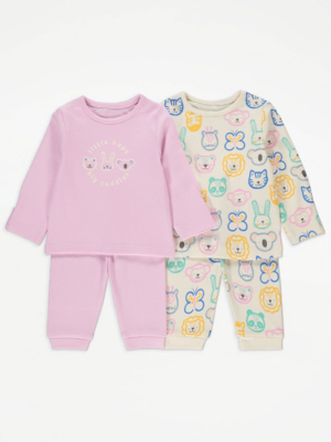 Blue Wildlife Animal Long Sleeve Sleepsuits 3 Pack | Baby | George at ASDA