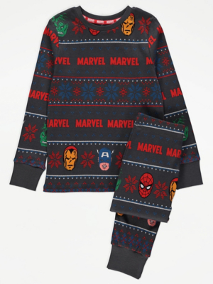 Marvel Grey Fairisle Long Sleeve Christmas Pyjamas | Kids | George at ASDA