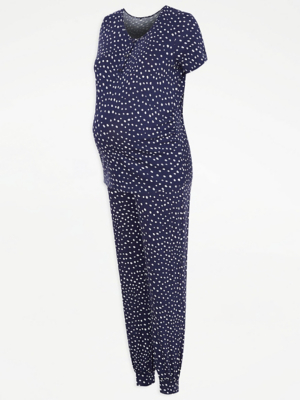 Maternity Navy Spotty Short Sleeve Pyjamas | Lingerie | George at ASDA