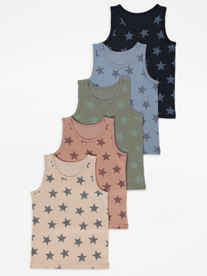 Star Vests 5 Pack | Kids | George at ASDA