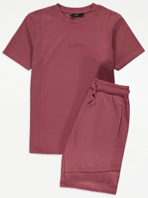 Limited Edition Burgundy Textured T-Shirt and Shorts Outfit | Kids ...