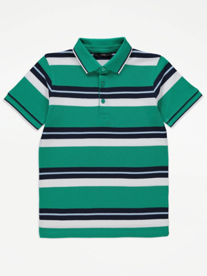 Green Striped Polo Top | Kids | George at ASDA
