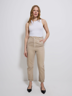 Neutral Paper Bag Twill Trousers | Women | George at ASDA