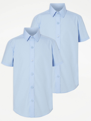 Boys Light Blue Short Sleeve School Shirts 2 Pack | School | George at ASDA