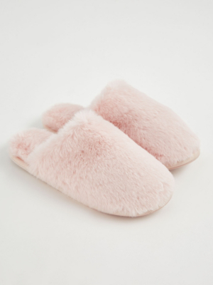 Pink Faux Fur Mule Slippers | Lingerie | George at ASDA