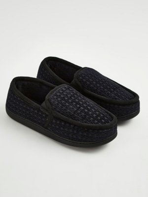 Navy Textured Full Back Slippers | Men | George at ASDA