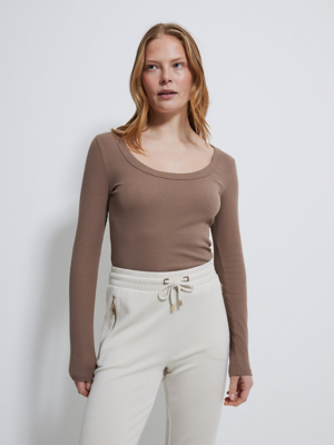 Taupe Scoop Neck Long Sleeve Top | Women | George at ASDA