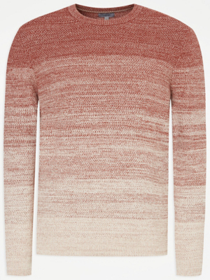 Red Ombre Crew Neck Knitted Jumper | Men | George at ASDA