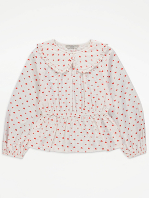 White Heart Print Collared Blouse | Collections | George at ASDA