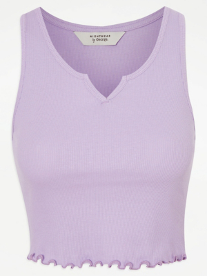 Lilac Ribbed Cropped Pyjama Vest Top | Lingerie | George at ASDA