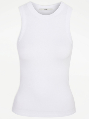 White Ribbed Racer Back Vest | Women | George at ASDA
