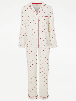 Cream Heart Matching Adults Valentines Shirt Pyjamas | Sale & Offers ...