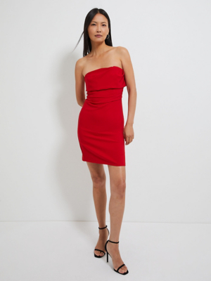 Red Bandeau Crepe Mini Dress | Women | George at ASDA
