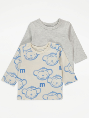 Monkey Alphabet Long Sleeve Tops 2 Pack | Baby | George at ASDA