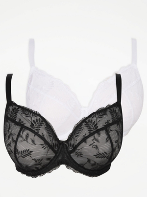 Ditsy Floral Embroidered Non Padded Bras 2 Pack | Lingerie | George at ASDA