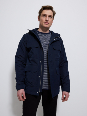 Navy Hooded Utility Parka Coat | Men | George at ASDA