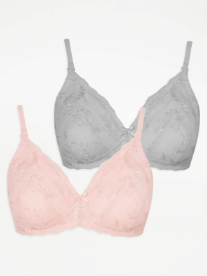 Snake Jacquard Non Padded Bras 2 Pack | Sale & Offers | George at ASDA