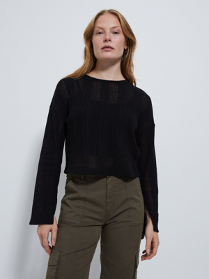 Black Crochet Long Sleeve Top | Women | George at ASDA
