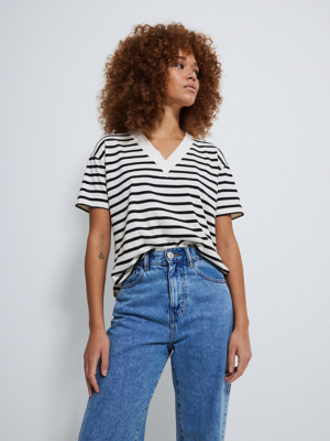 Striped V Neck T-Shirt | Women | George at ASDA