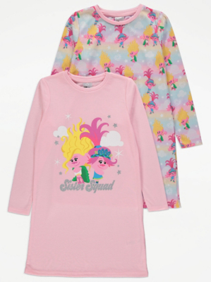 Trolls Sister Squad Long Sleeve Nightdresses 2 Pack | Kids | George at ASDA