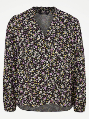Black Floral Popover Blouse | Women | George at ASDA