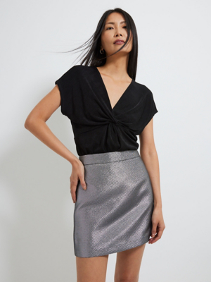 Black Draped Knot Front Top | Women | George at ASDA