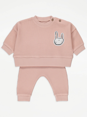 Pink Rabbit Waffle Sweatshirt and Joggers Outfit | Baby | George at ASDA