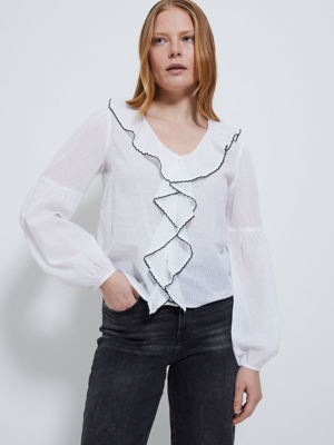 White Ruffle Textured Blouse | Women | George at ASDA