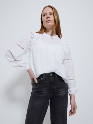 White Ruffle Textured Blouse | Women | George at ASDA