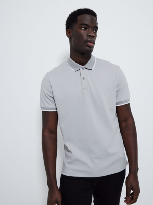Light Grey Cotton Blend Polo Top | Men | George at ASDA