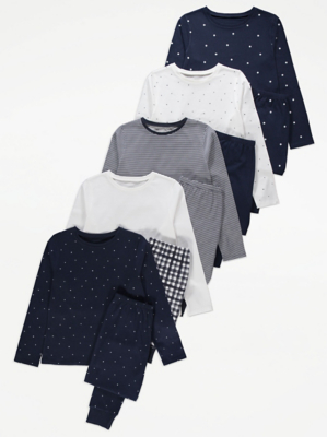 Spot Long Sleeve Pyjamas 5 Pack | Kids | George at ASDA