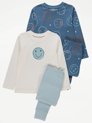 Smiley Face Long Sleeve Pyjamas 2 Pack | Kids | George at ASDA
