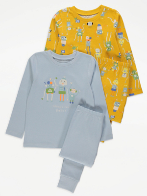 Dinosaur Splatter Long Sleeve Pyjamas 2 Pack | Kids | George at ASDA