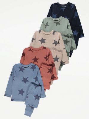 Star Print Long Sleeve Pyjamas 5 Pack | Kids | George at ASDA