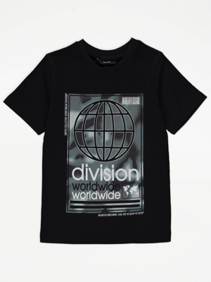 Black Division Worldwide T-Shirt | Kids | George at ASDA