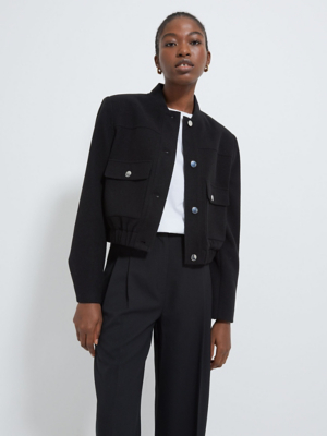 Black Cropped Shacket | Women | George at ASDA