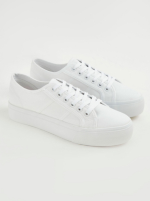 White Flatform Canvas Trainers | Women | George at ASDA